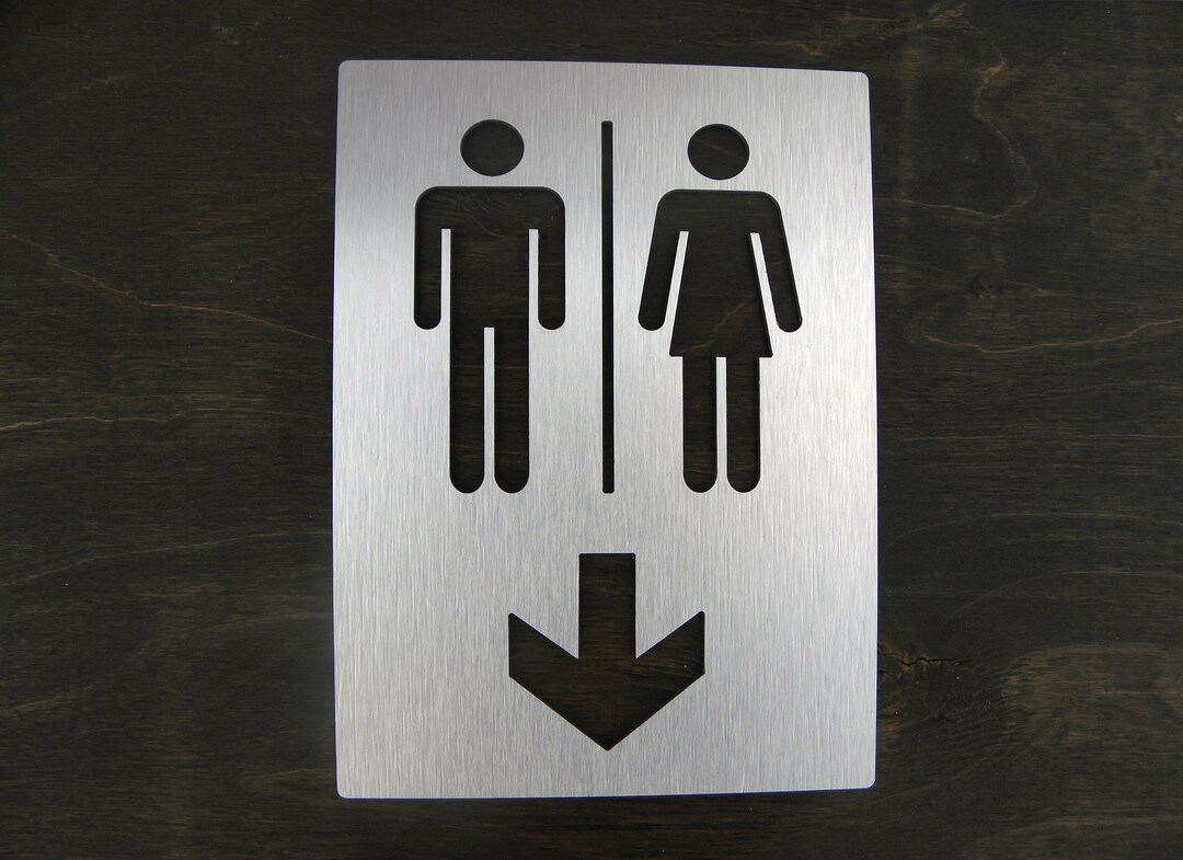 Señal de plata direccional de baños. Señales de Dirección Comercial ...