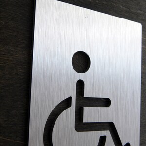 Aluminum Disability Restroom Door Sign. Cooper Brushed Aluminum ...