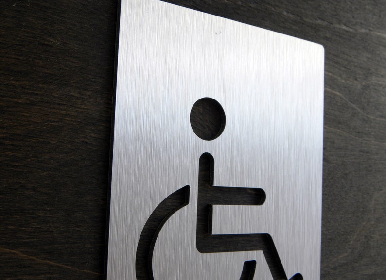 Aluminum Disability Restroom Door Sign. Cooper Brushed | Etsy