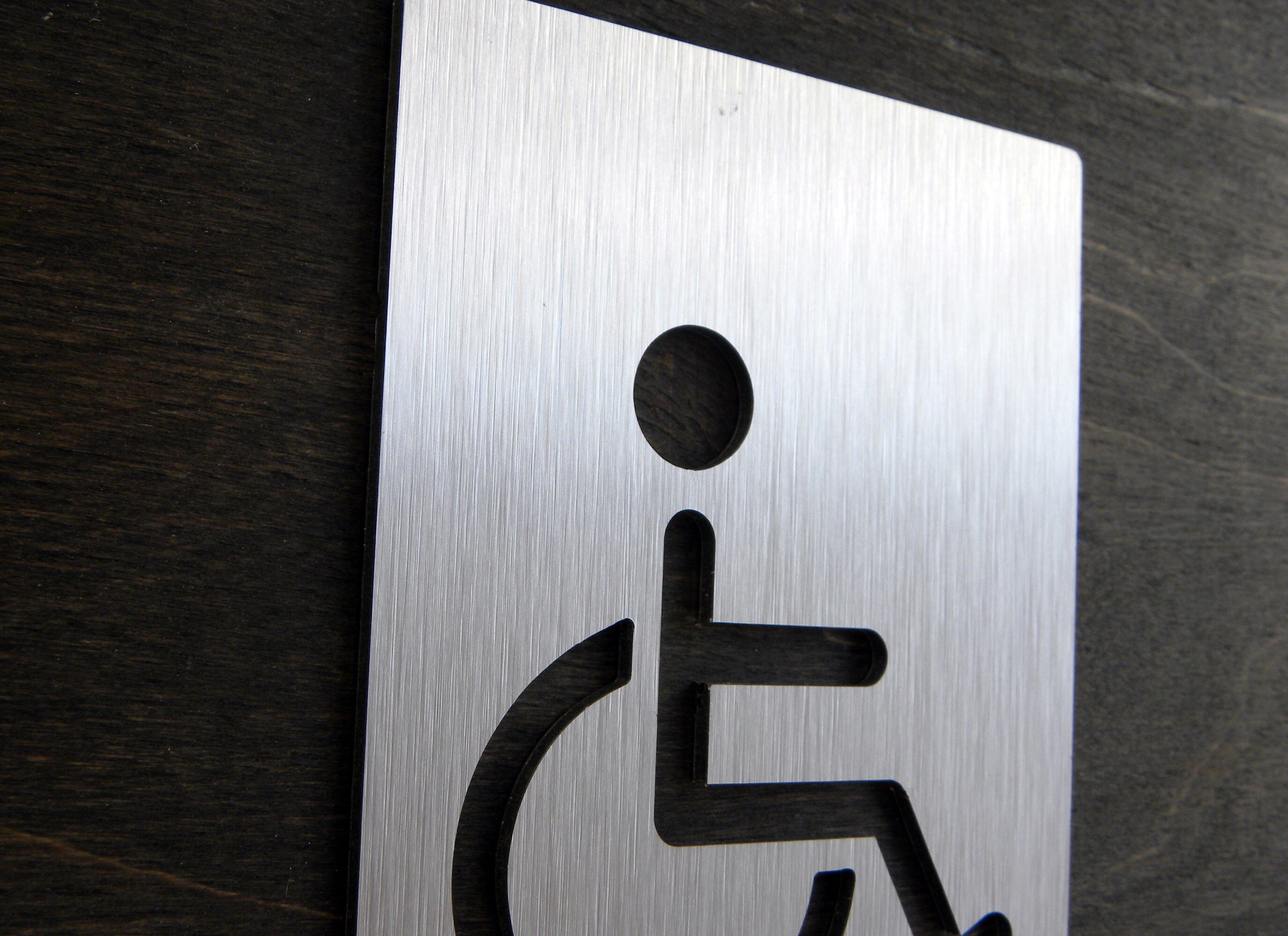 Aluminum Disability Restroom Door Sign. Cooper Brushed Aluminum ...