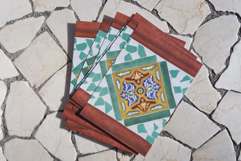 Spanish Tile - Barcelona - Art Illustration Collection Print Paper ...