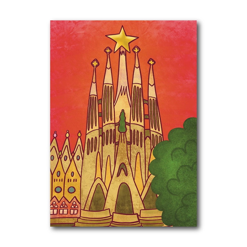 Sagrada Familia - Barcelona - Art Illustration Collection Print Paper ...