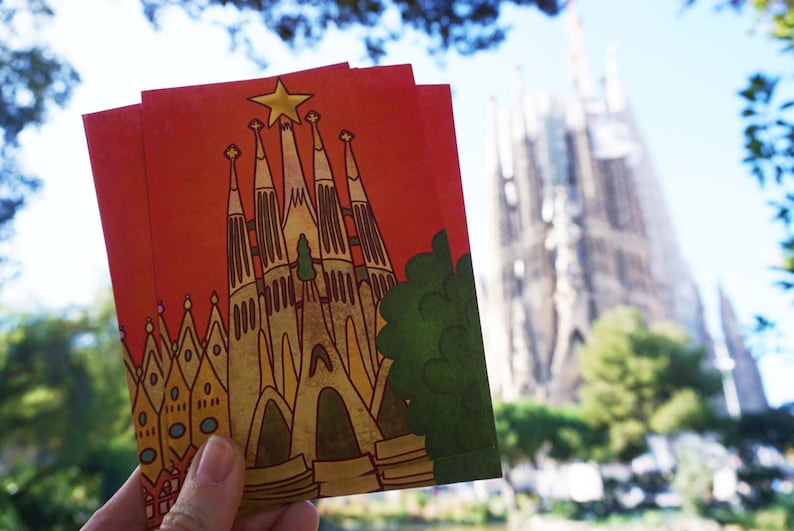 Sagrada Familia - Barcelona - Art Illustration Collection Print Paper ...