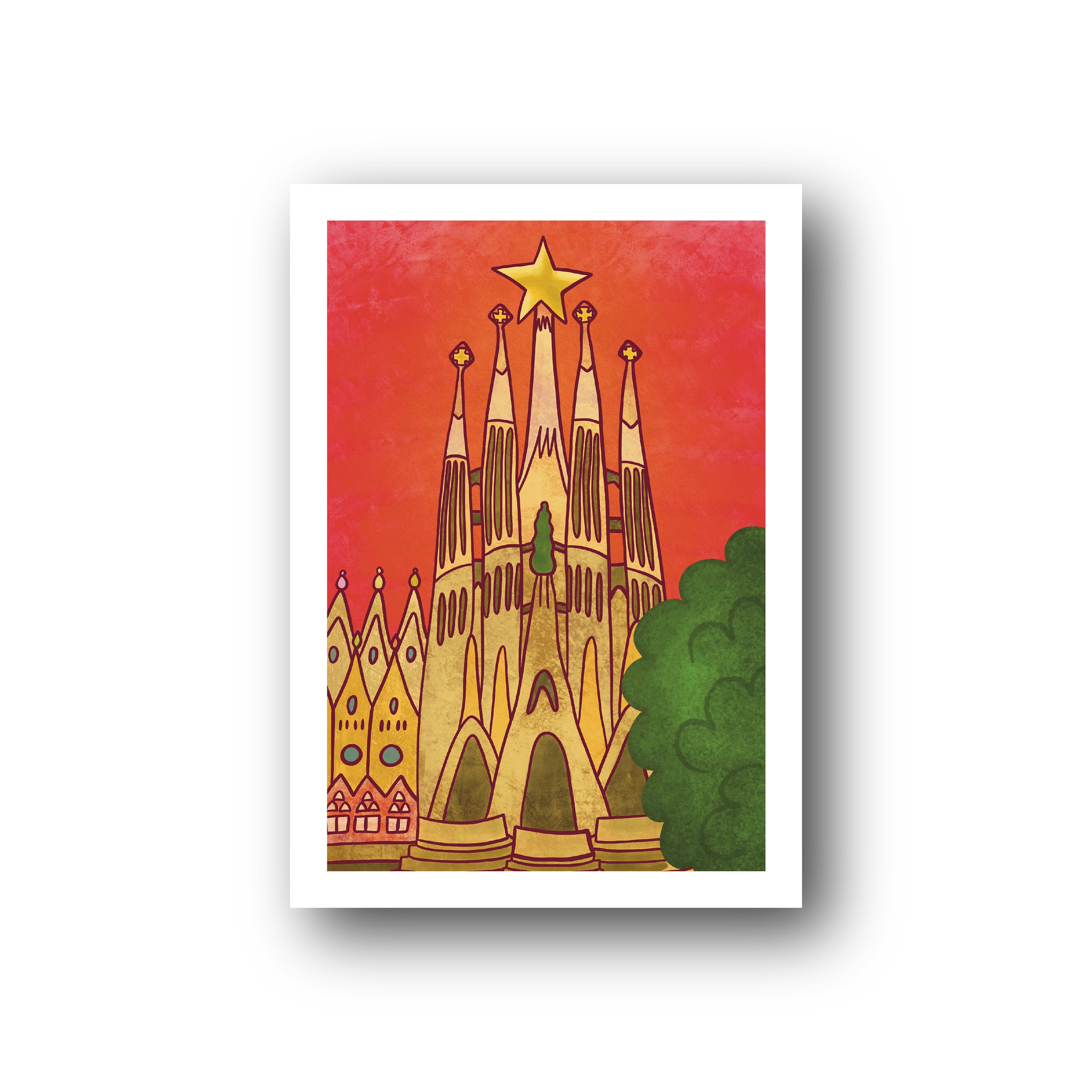 Sagrada Familia - Barcelona - Art Illustration Collection Print Paper ...