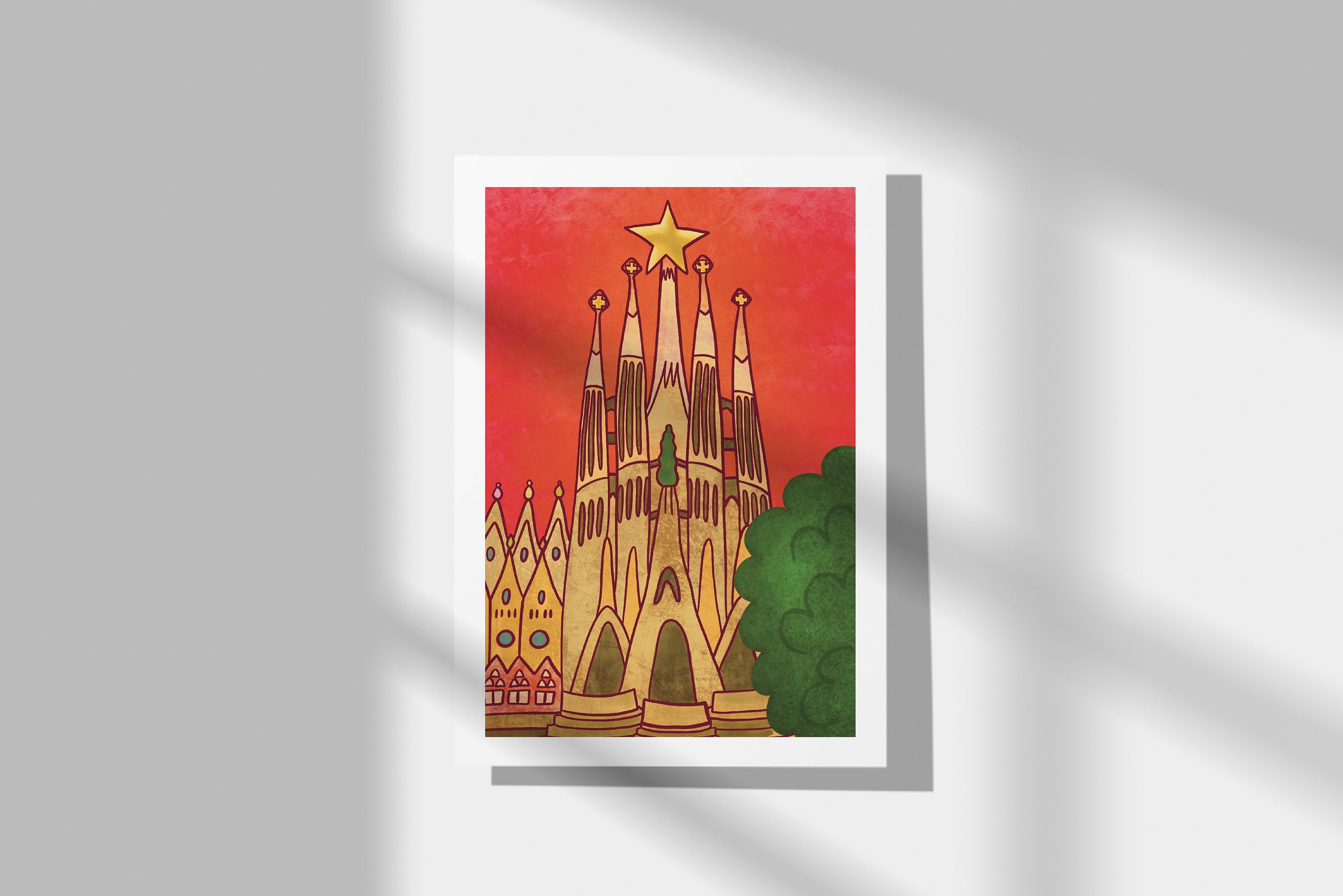 Sagrada Familia - Barcelona - Art Illustration Collection Print Paper ...