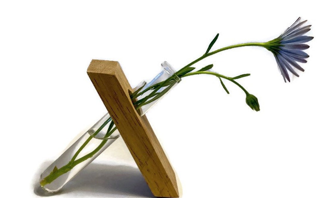 Wooden Vase, Angled Vase, Single Stem Vase, Vase Stand. Statement Vase ...