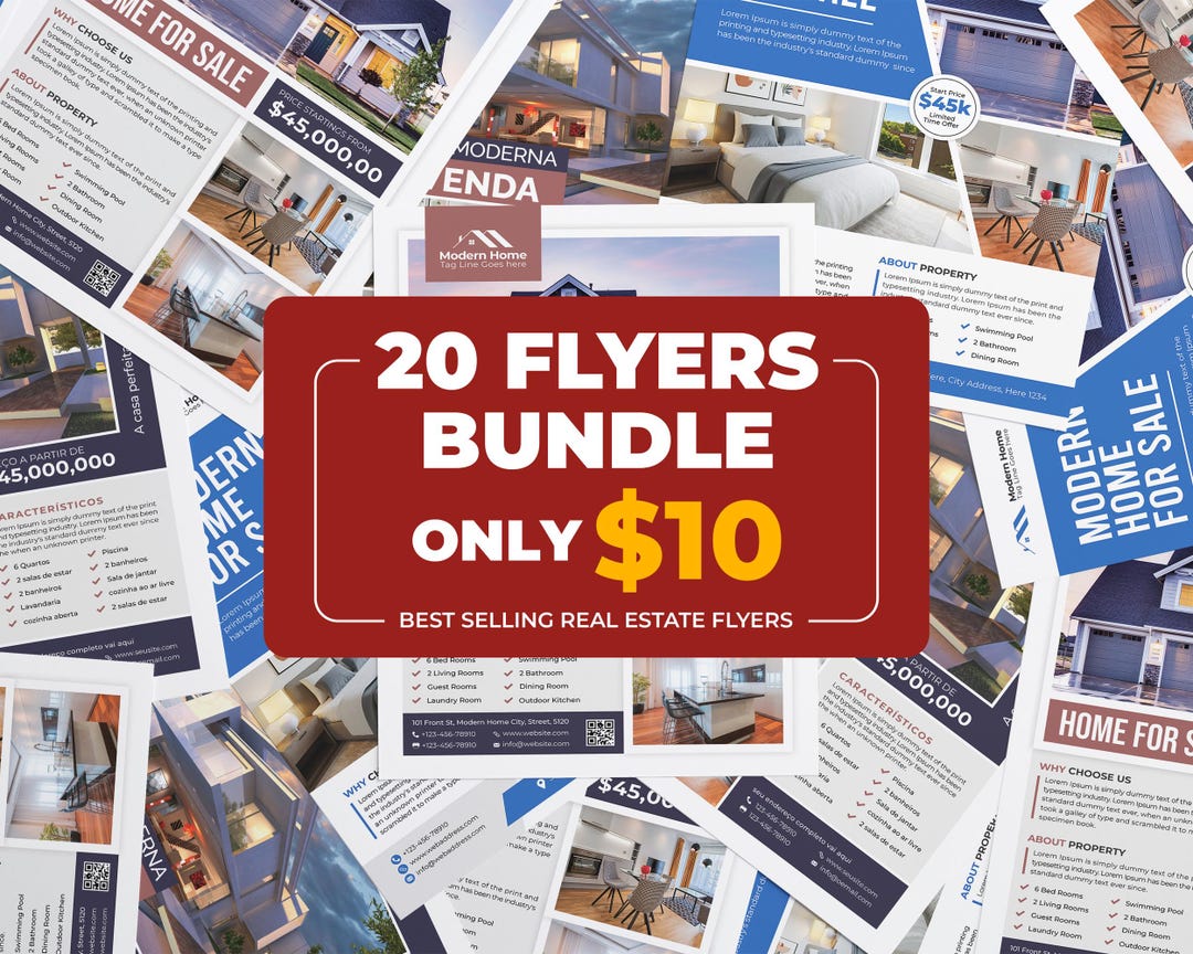 Eal Estate Flyer Bundle – 20 Editable Photoshop PSD Templates (A4 ...