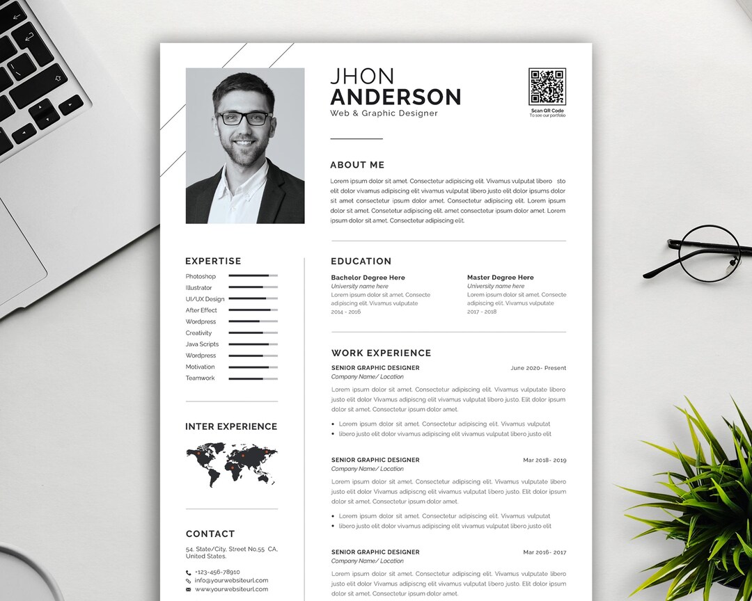 Editable Modern Resume Template – Professional CV Design (instant ...