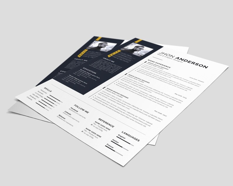 Modern Resume Template for Word – 2 Page CV With Cover Letter (A4 ...