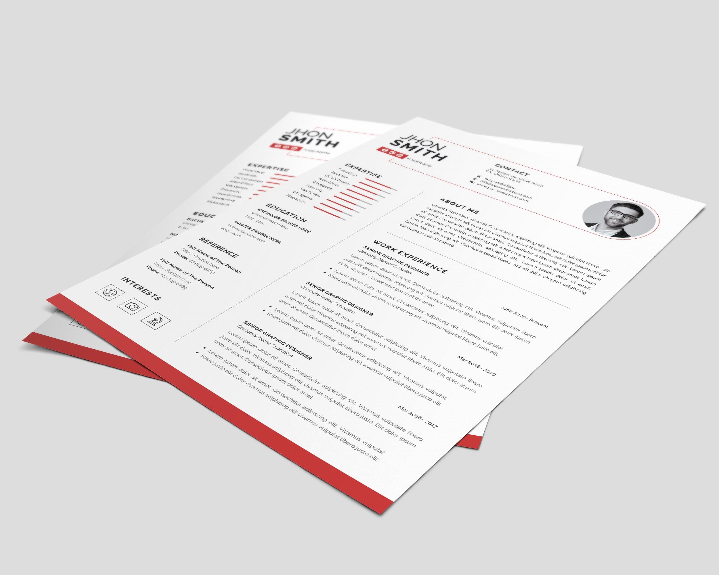 Minimalist Resume Template | Word & Indesign CV With Cover Letter ...