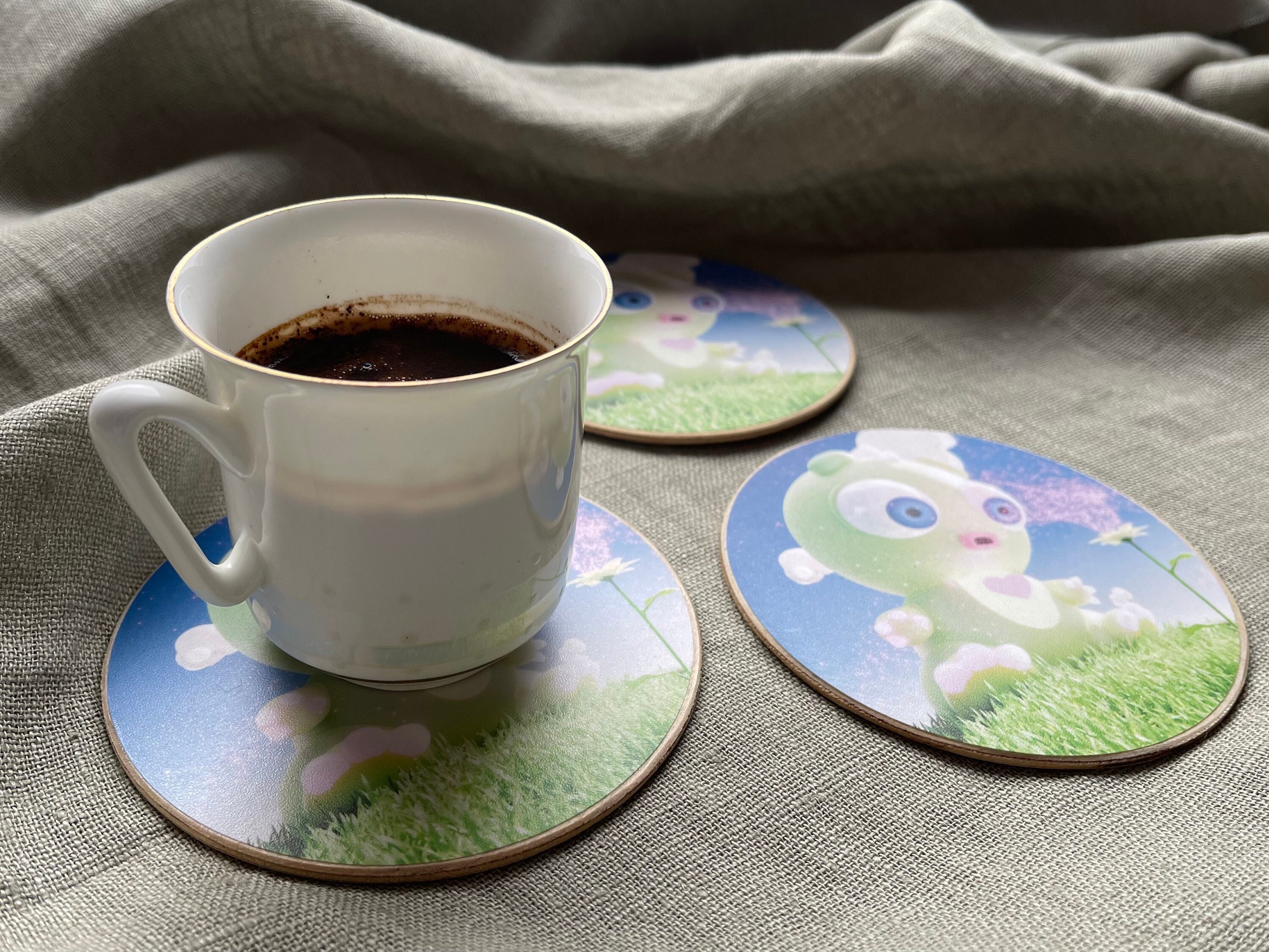 Green Dragon. Wooden Coaster. Dragon With a Heart. Coaster With a Cute ...
