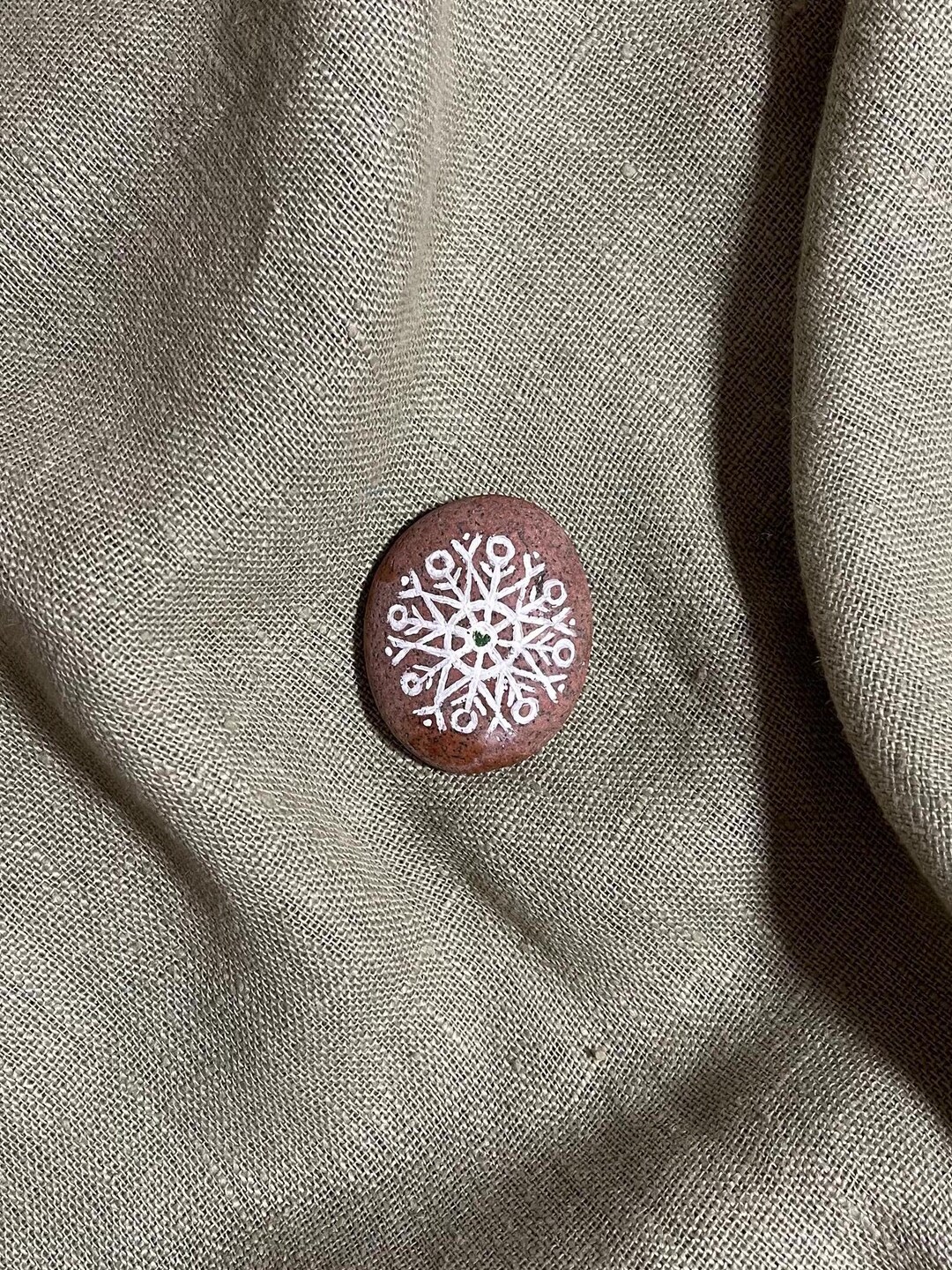 Hand Painted Snowflake Rock: Winter Decor Christmas Stone Art - Etsy