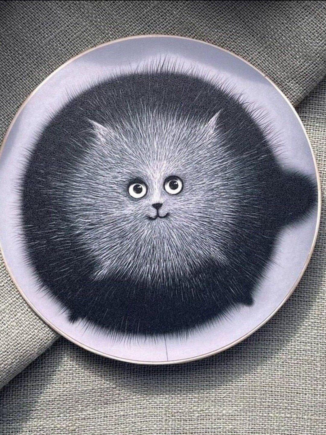 Wood Round Hot Cold Drink Coaster: Gray Fluffy Cat - Etsy