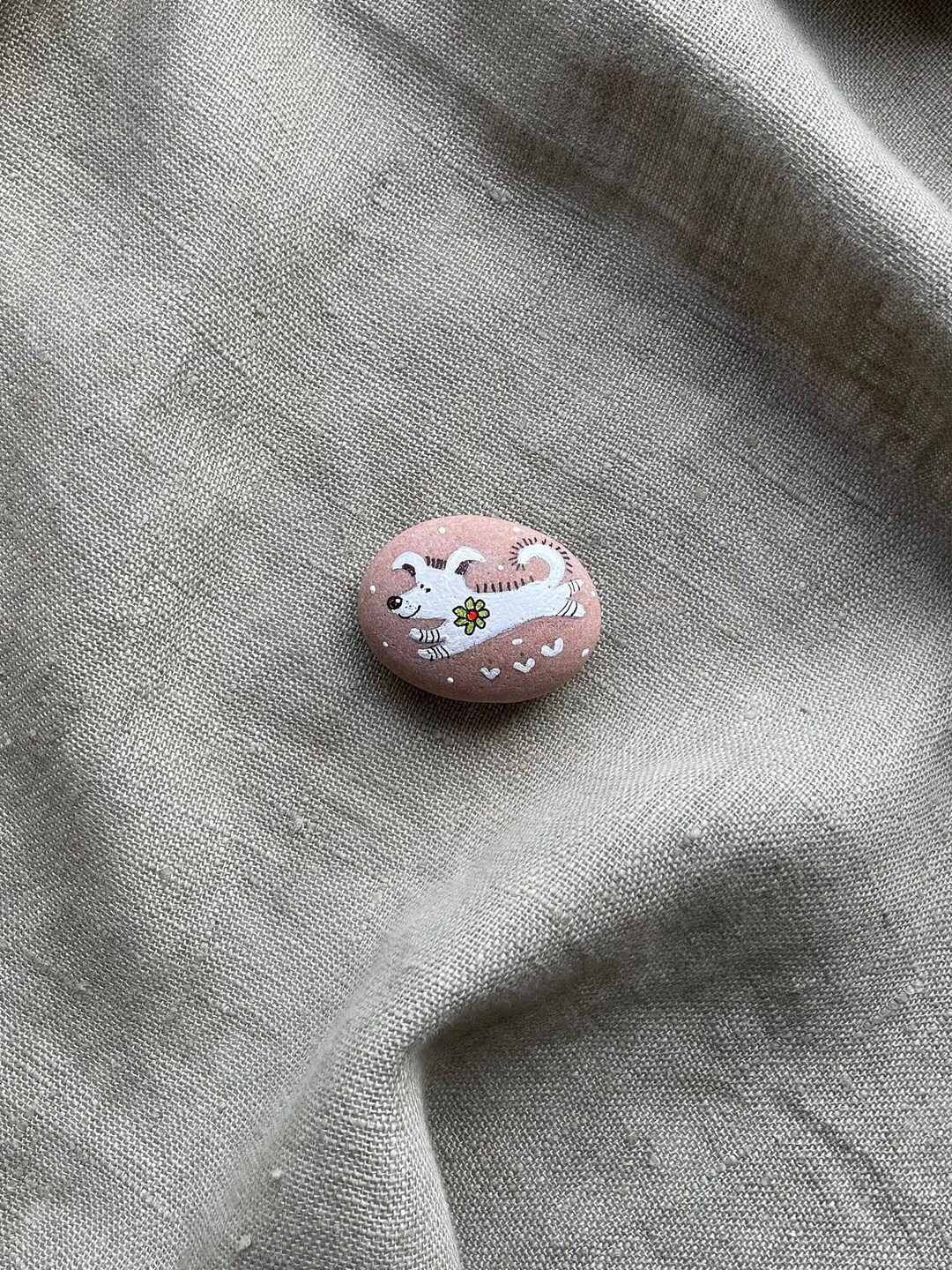 Hand Painted Rock, Pebble Dog, Small Painted Stone, Dogs Lovers Gift ...
