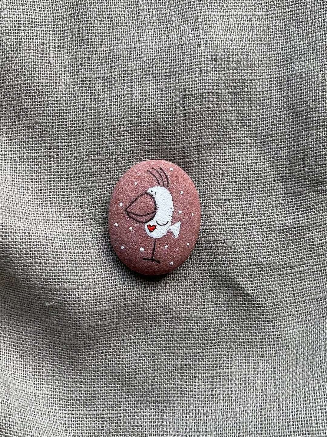 Hand Painted Small Stone, Painted Rock Bird, White Crow, Small Pebble ...