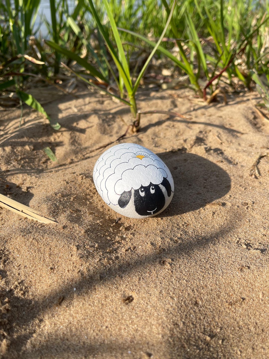 Sheep Lovers Gift, Pebble White Sheep, Pebble Animal, Garden Decoration ...