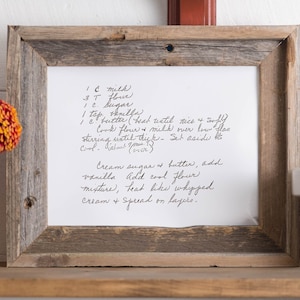 Family Recipe Sign, Custom Wood Framed Engraved Handwritten Family ...