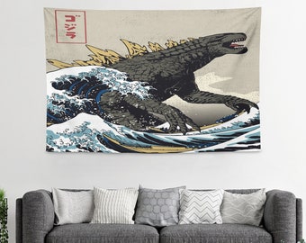 Japanese Wave Godzilla - Etsy