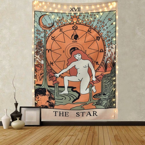 The Star Tarot Card Tapestry Wall Hanging Vintage Art Etsy
