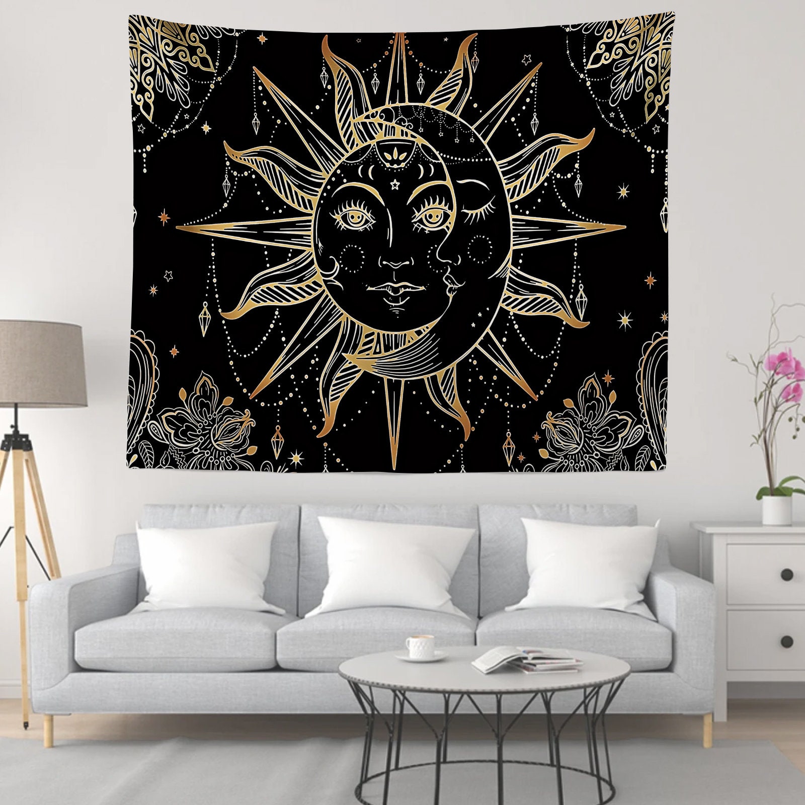 Sun and Moon Tapestry Burning Sun with Star Tapestry sold by Ana Sofía ...