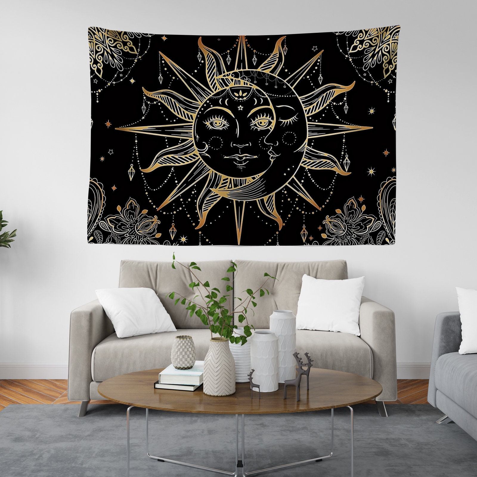 Sun and Moon Tapestry Burning Sun with Star Tapestry sold by Ana Sofía ...