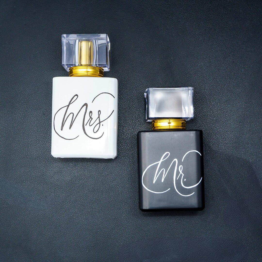Custom Engraved Mr and Mrs Wedding Perfume Bottle Set 50ml His and Hers ...
