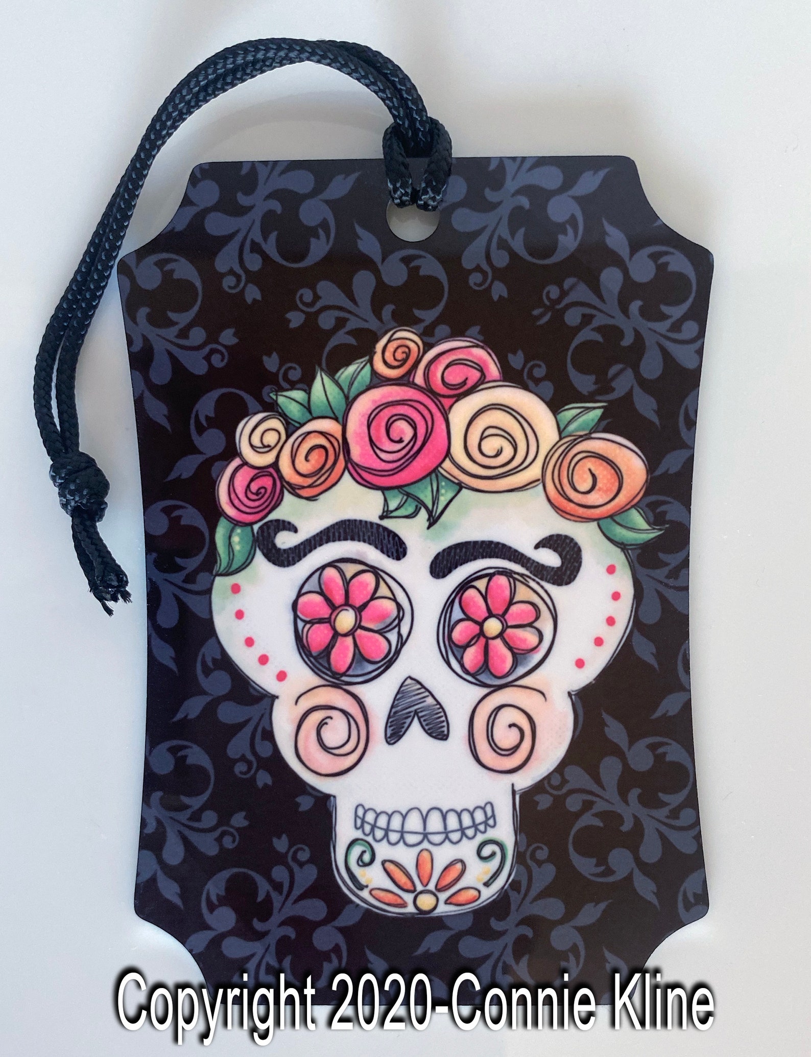 SUGAR SKULL Glossy Metal Ornament (2-sided) - Dia De Los Muertos - Day ...
