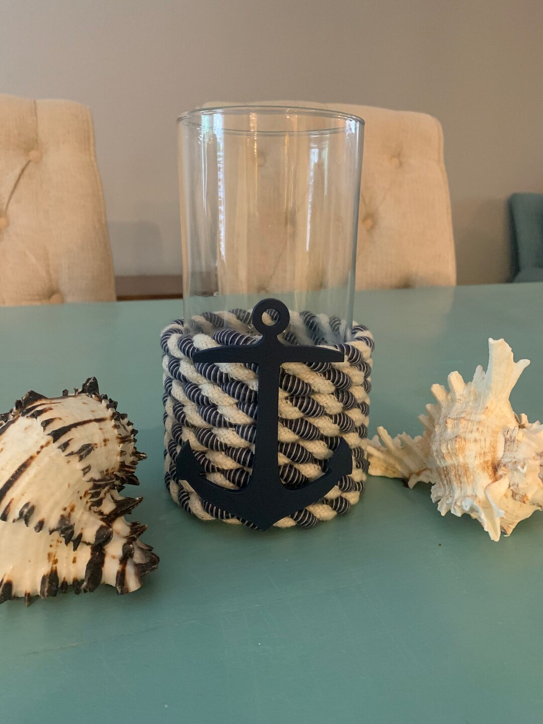 Coastal Vase Rope and Anchor Nautical Decor Coastal Decor - Etsy