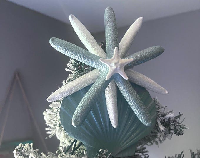 Multi Starfish Coastal Tree Topper, 7.25in Tall, 6.25in Wide, Coastal ...