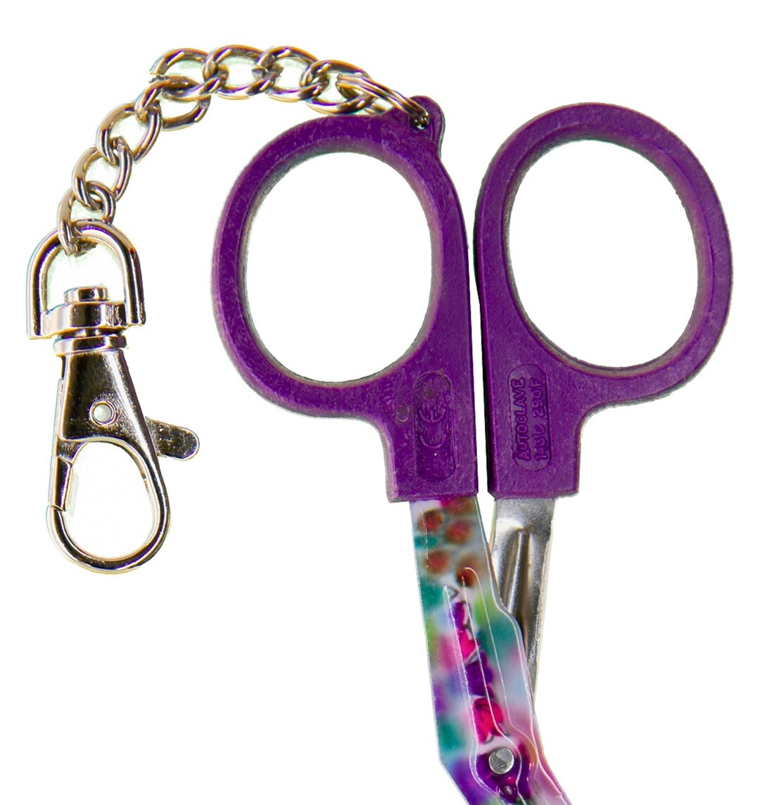 Mini Utility Scissors With Keychain - Flower Blades, Lilac Handle - Etsy UK