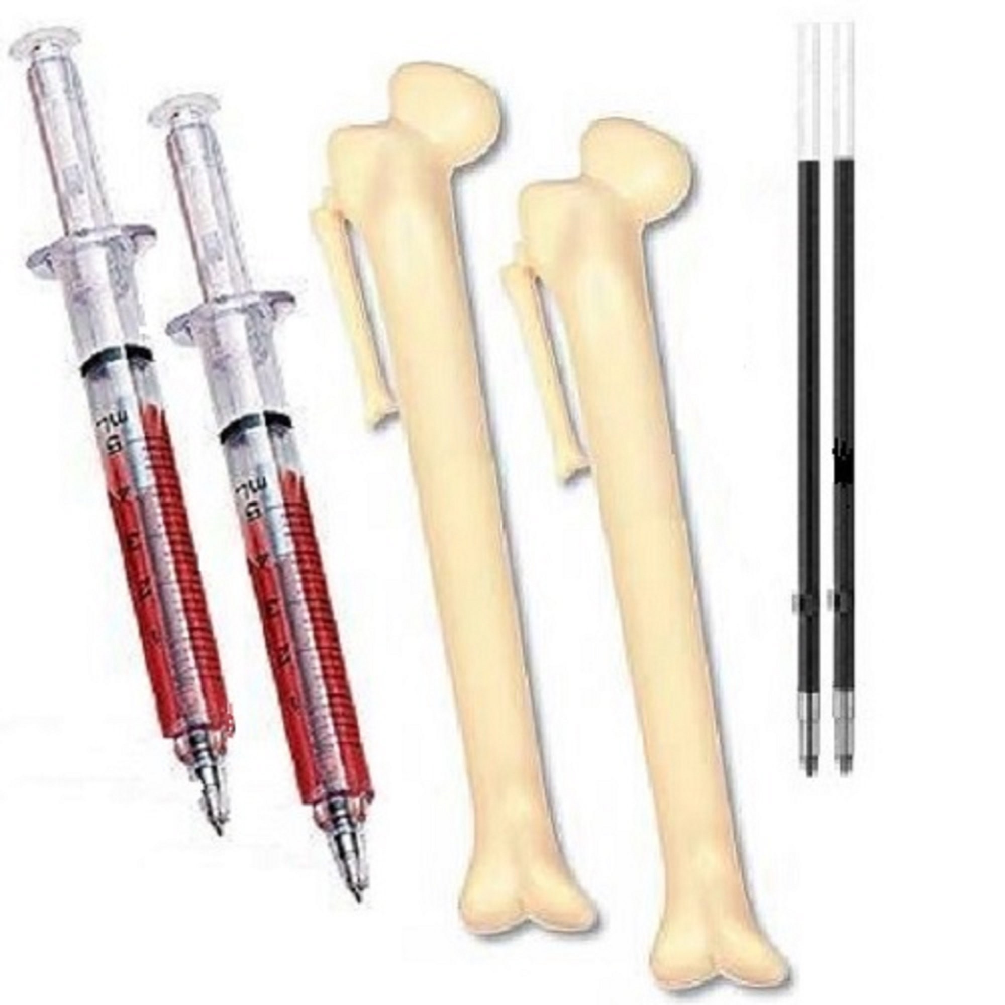 Novelty Bone & Syringe Pens Quad Pack Black Ink - Etsy UK