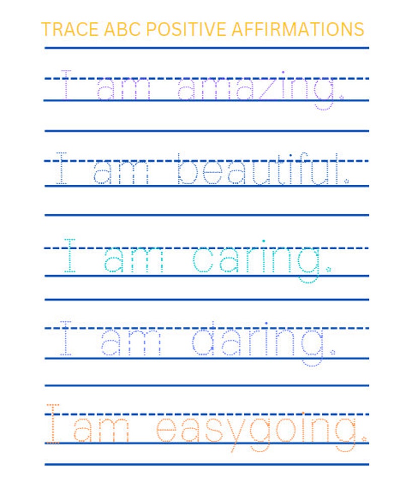 ABC Positive Affirmations Tracing Workbook: Fun Learning Activity ...