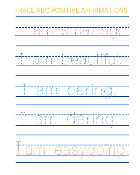 ABC Positive Affirmations Tracing Workbook: Fun Learning Activity ...