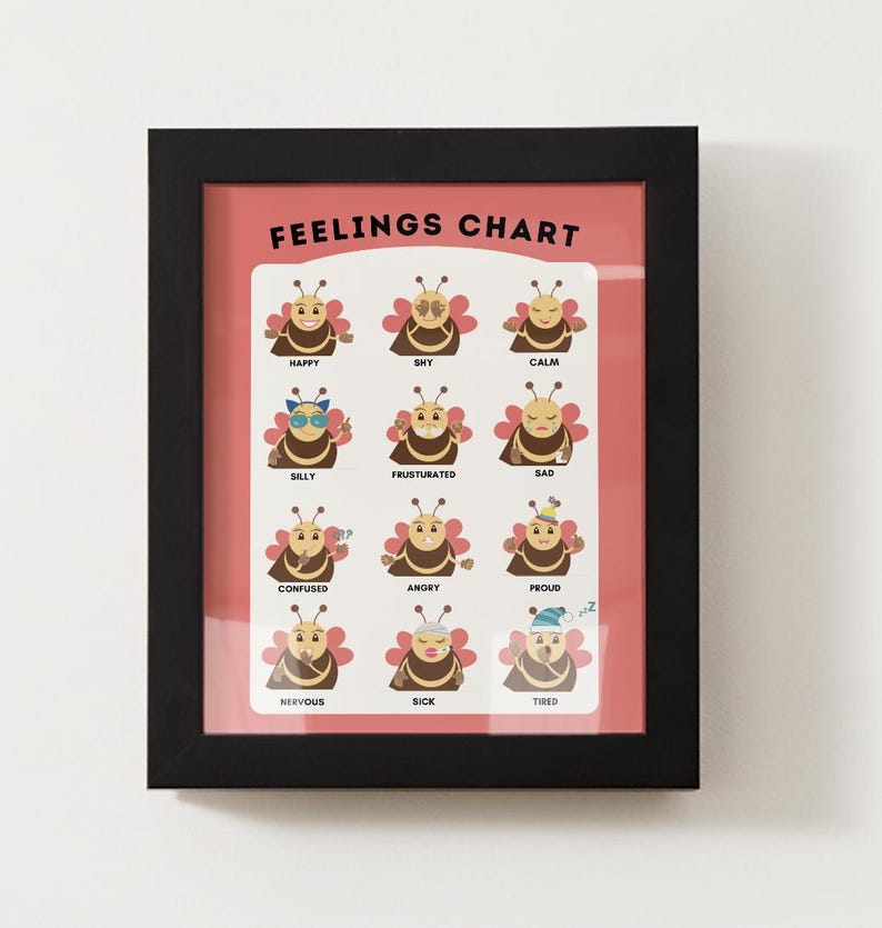 Kids Bee Feelings Chart & Emotions Poster for Kids Mental Health ...