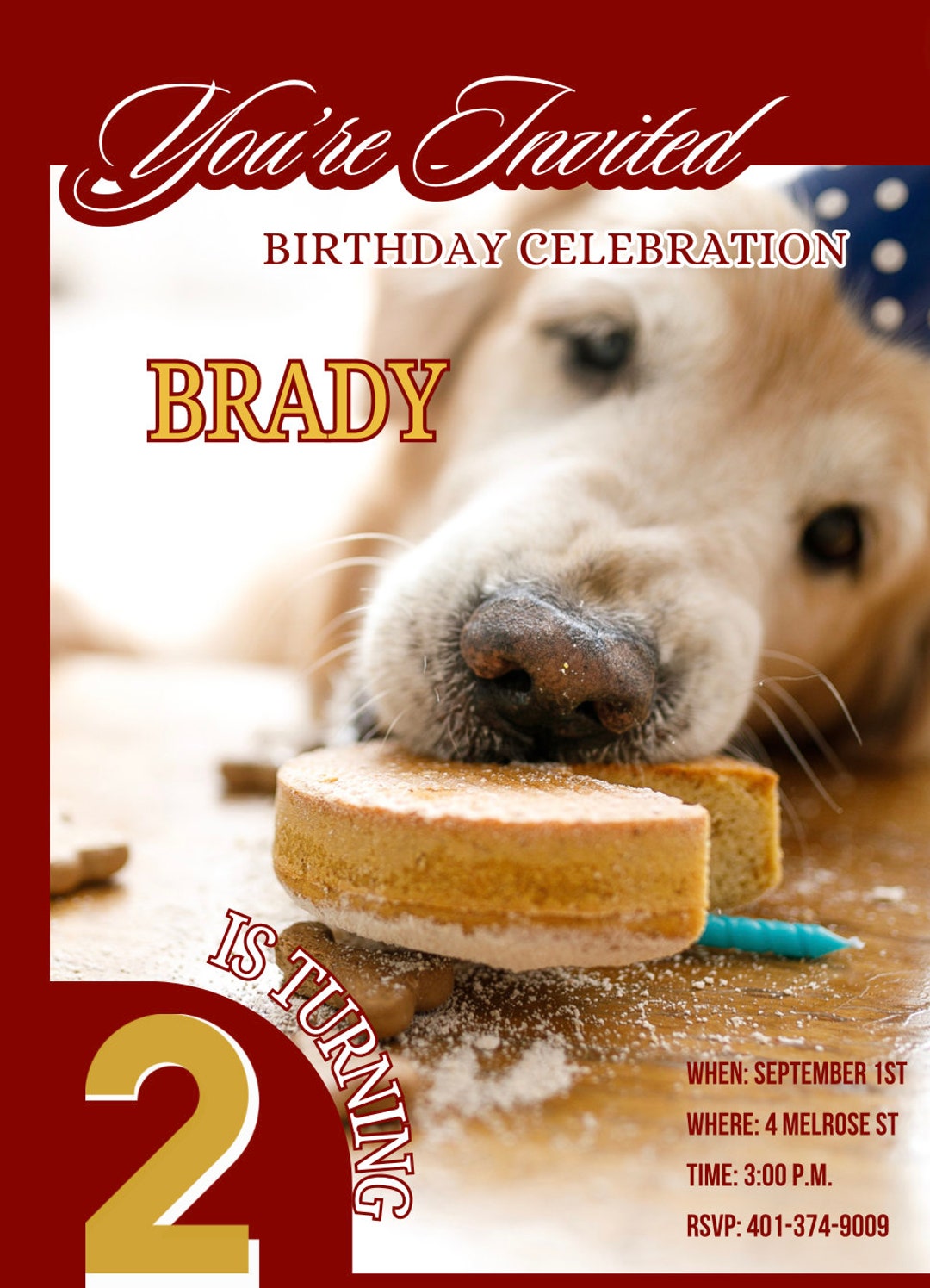 Pet Card Digital Cute Pet Birthday Card Template - Personalized ...