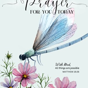 Elegant Dragonfly & Floral Digital Prayer Card | Religious Greeting ...