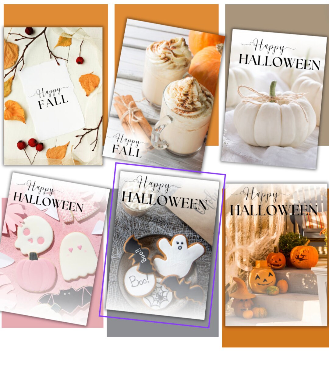 Digital Fall Greetings Card Bundle: Thanksgiving, Halloween, Autumn - 9 ...