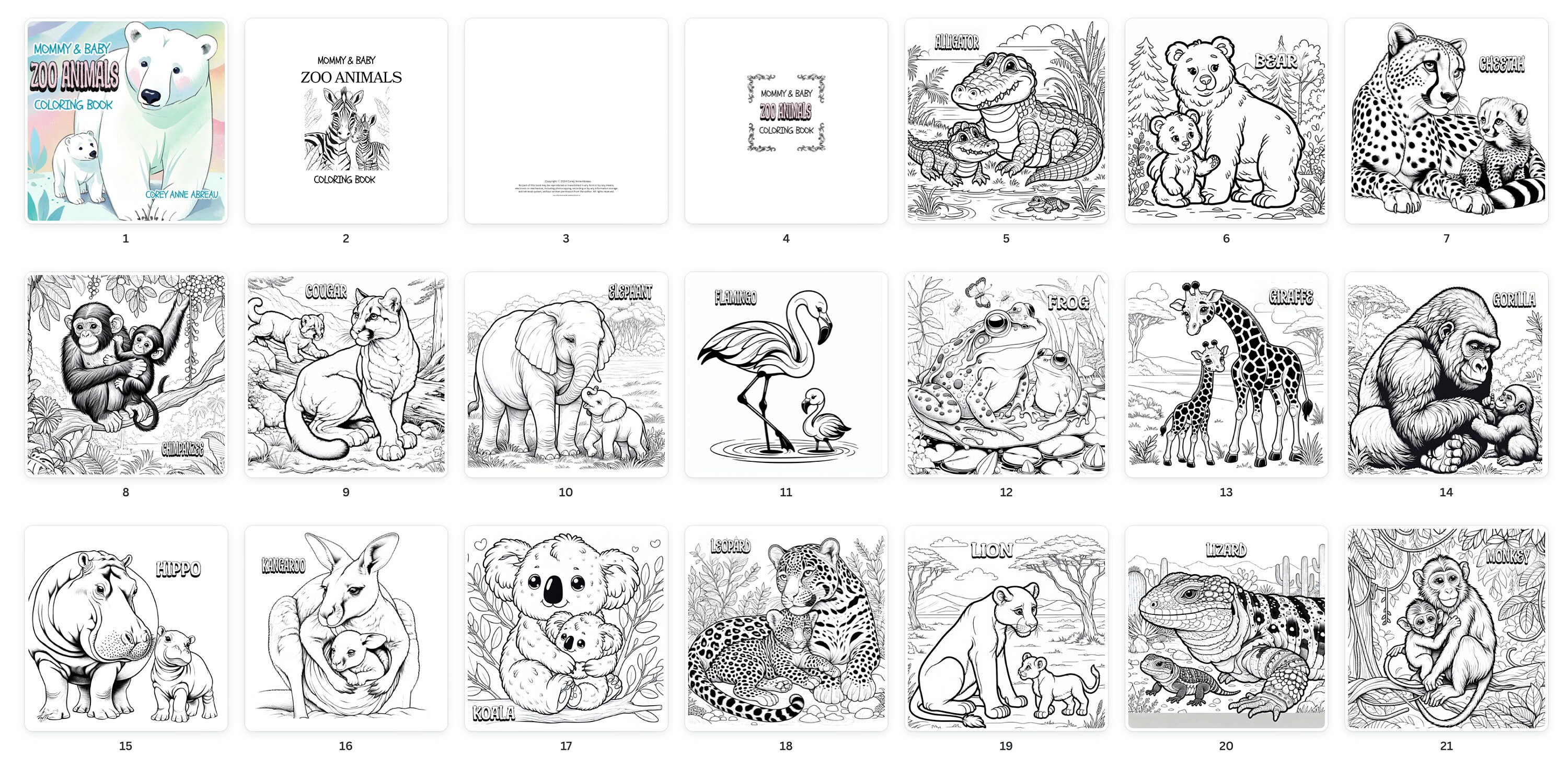 Zoo Coloring Book for Kids, Zoo Animals Coloring Pages, Zoo Themed ...