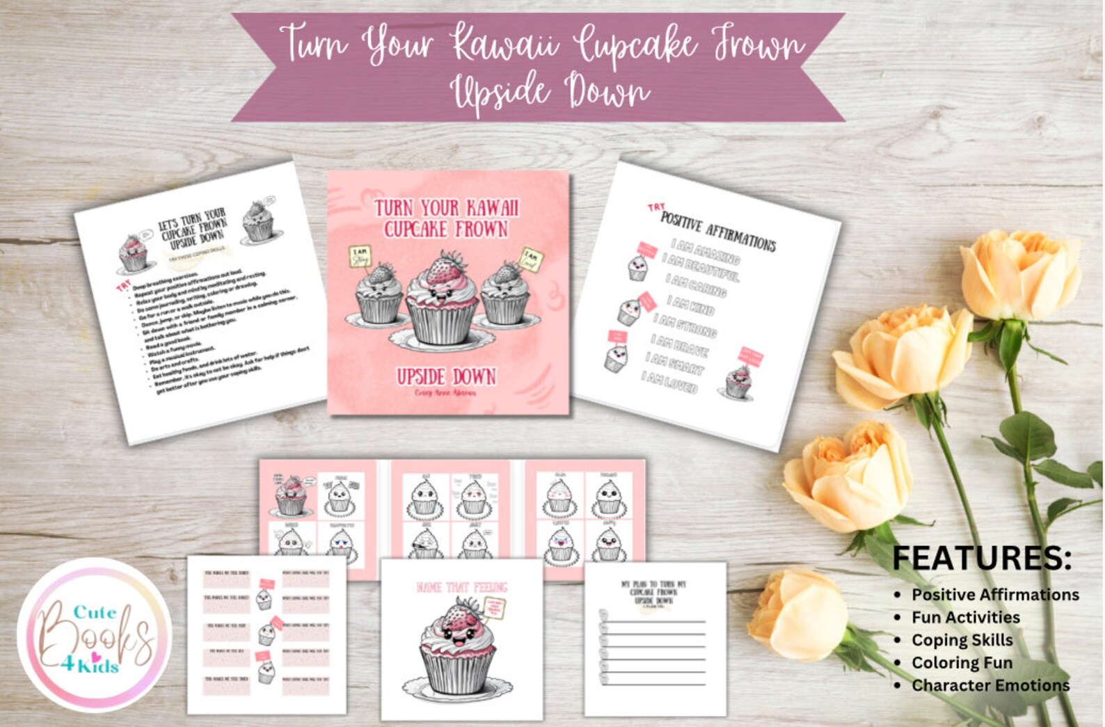 Whimsical Kawaii Cupcake Emotions Workbook | Printable Kids Feelings ...
