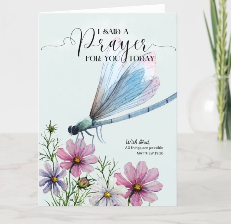 Elegant Dragonfly & Floral Digital Prayer Card | Religious Greeting ...