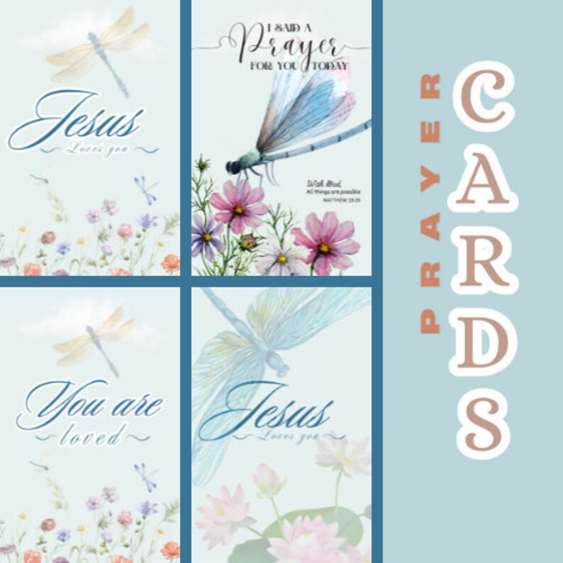 Elegant Dragonfly & Floral Digital Prayer Card | Religious Greeting ...