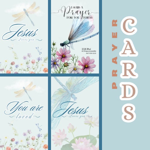 Elegant Dragonfly & Floral Digital Prayer Card | Religious Greeting ...