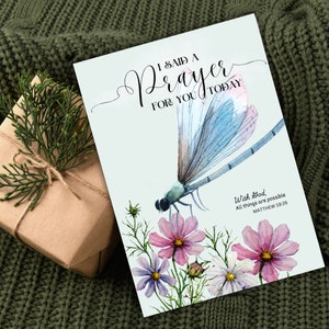 Elegant Dragonfly & Floral Digital Prayer Card | Religious Greeting ...
