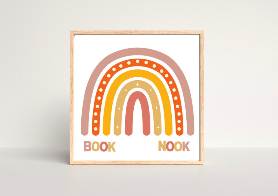 Rainbow Book Nook Wall Art for Kids Playroom or Classroom Wall Art Wall ...