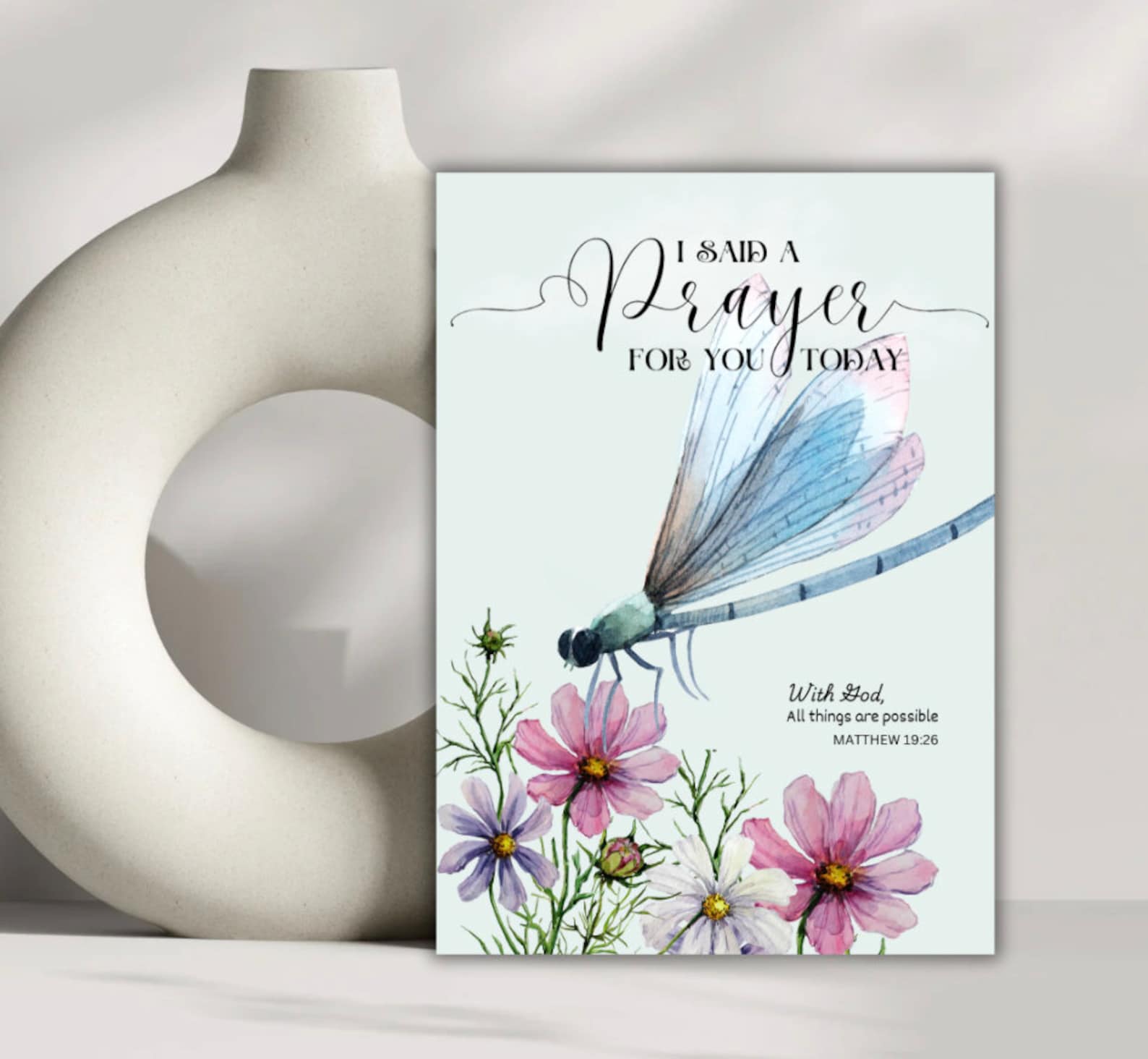 Elegant Dragonfly & Floral Digital Prayer Card | Religious Greeting ...