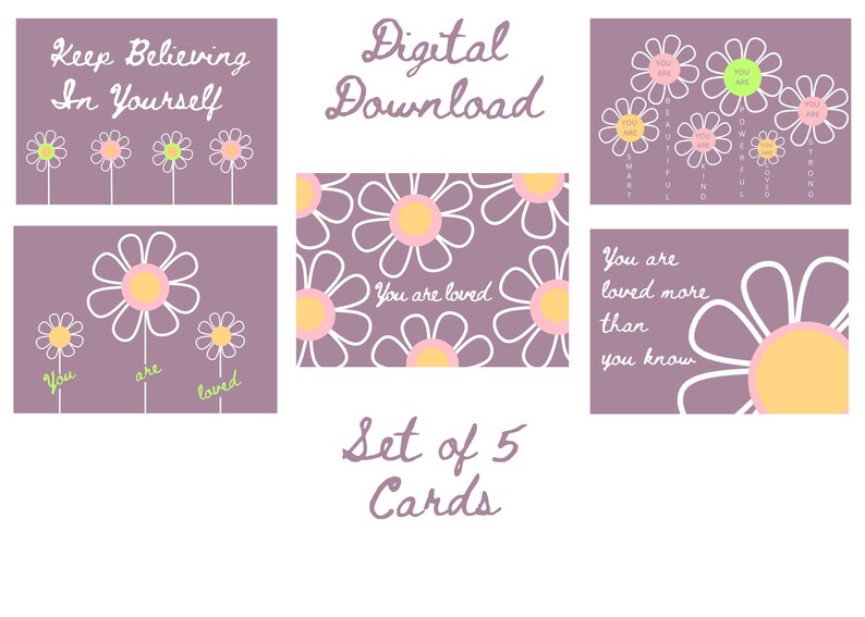 Greeting Card Digital Download Printable Greeting Card Cards Set of ...