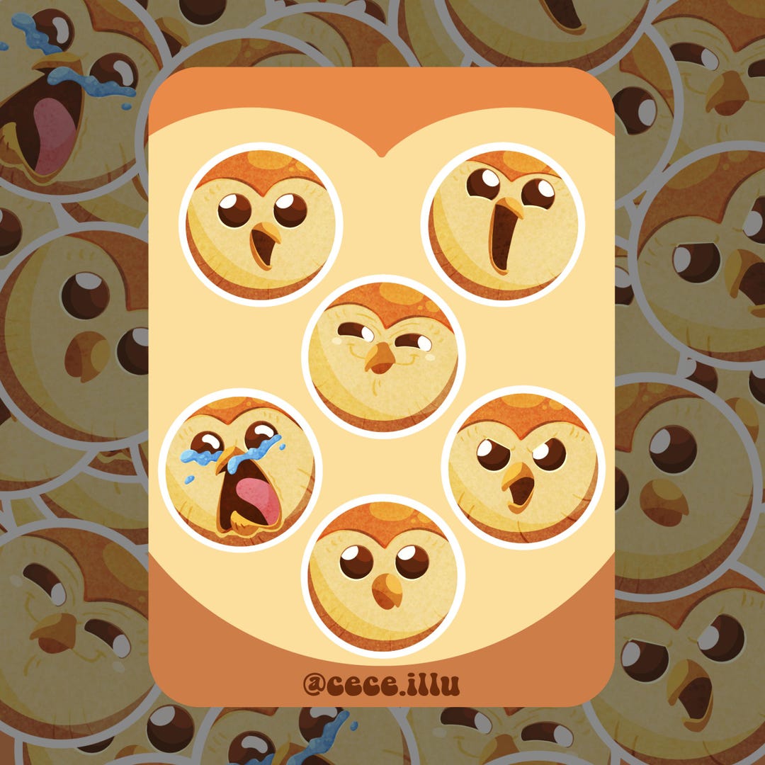 Hooty Sticker Sheet 6 Stickers - Etsy