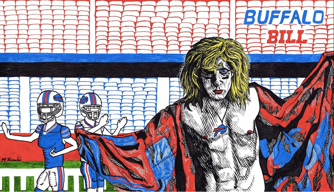 Buffalo Bill Art Print 5.75 X 10" Pen and Ink Drawing, Silence of the ...