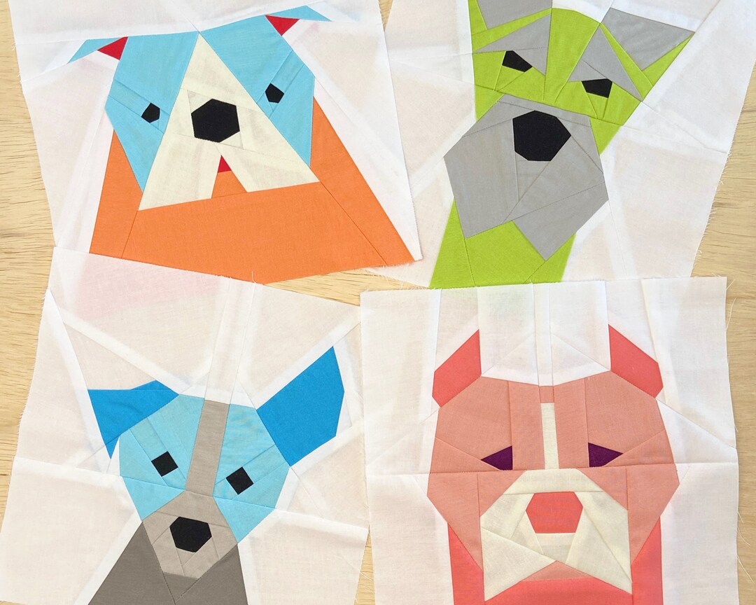 Dogs Quilt Patterns | PDF Digital Download | 12 Inch | Foundation Paper ...