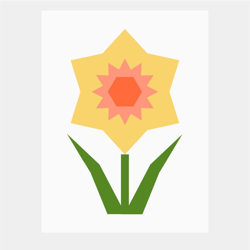 Daffodil Quilt Block - Etsy